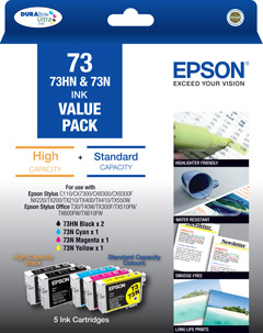 73HN Black + 73N Std Colours (C, M, Y) - Ink Cartridge Value Pack - AU